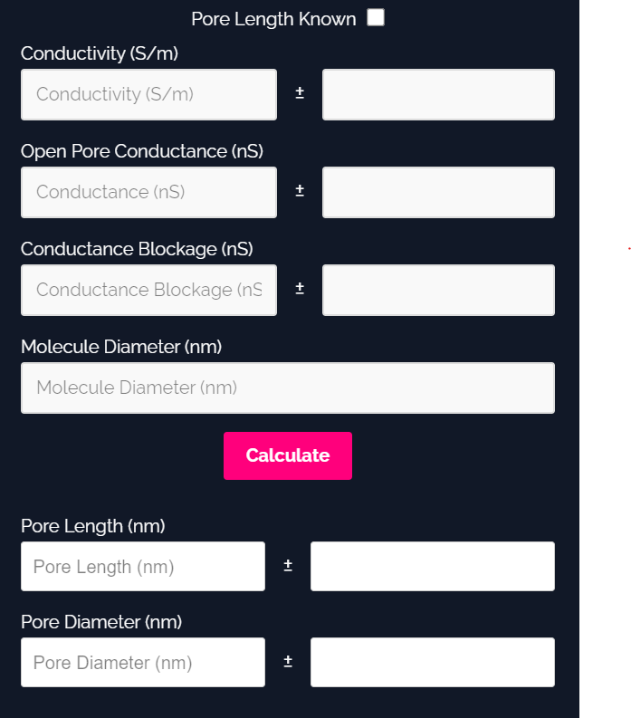 Pore Dimensions Calculator